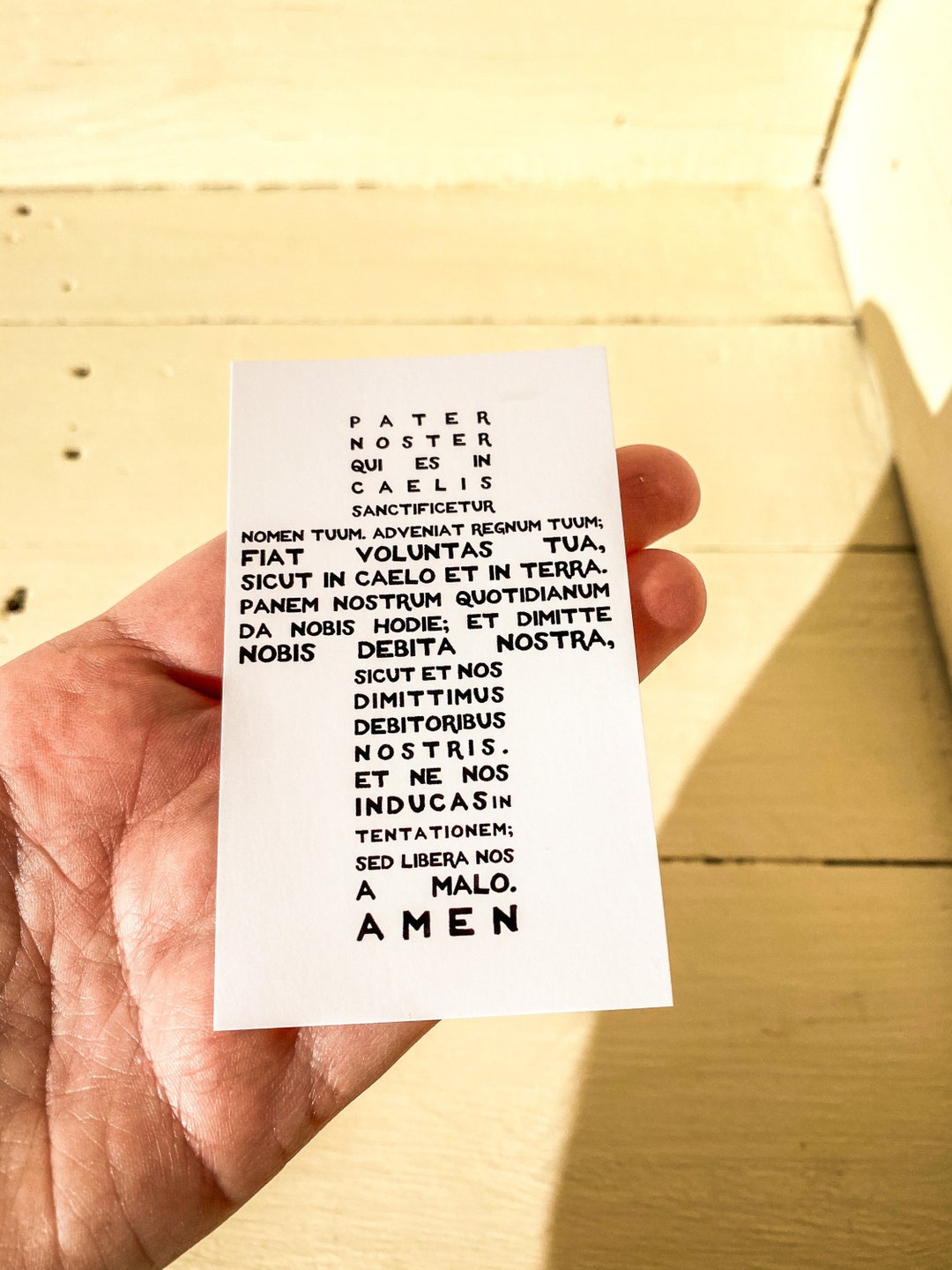 Pater Noster | Our Father | Prayer Card | Tiny Gift Card | Latin Mass ...