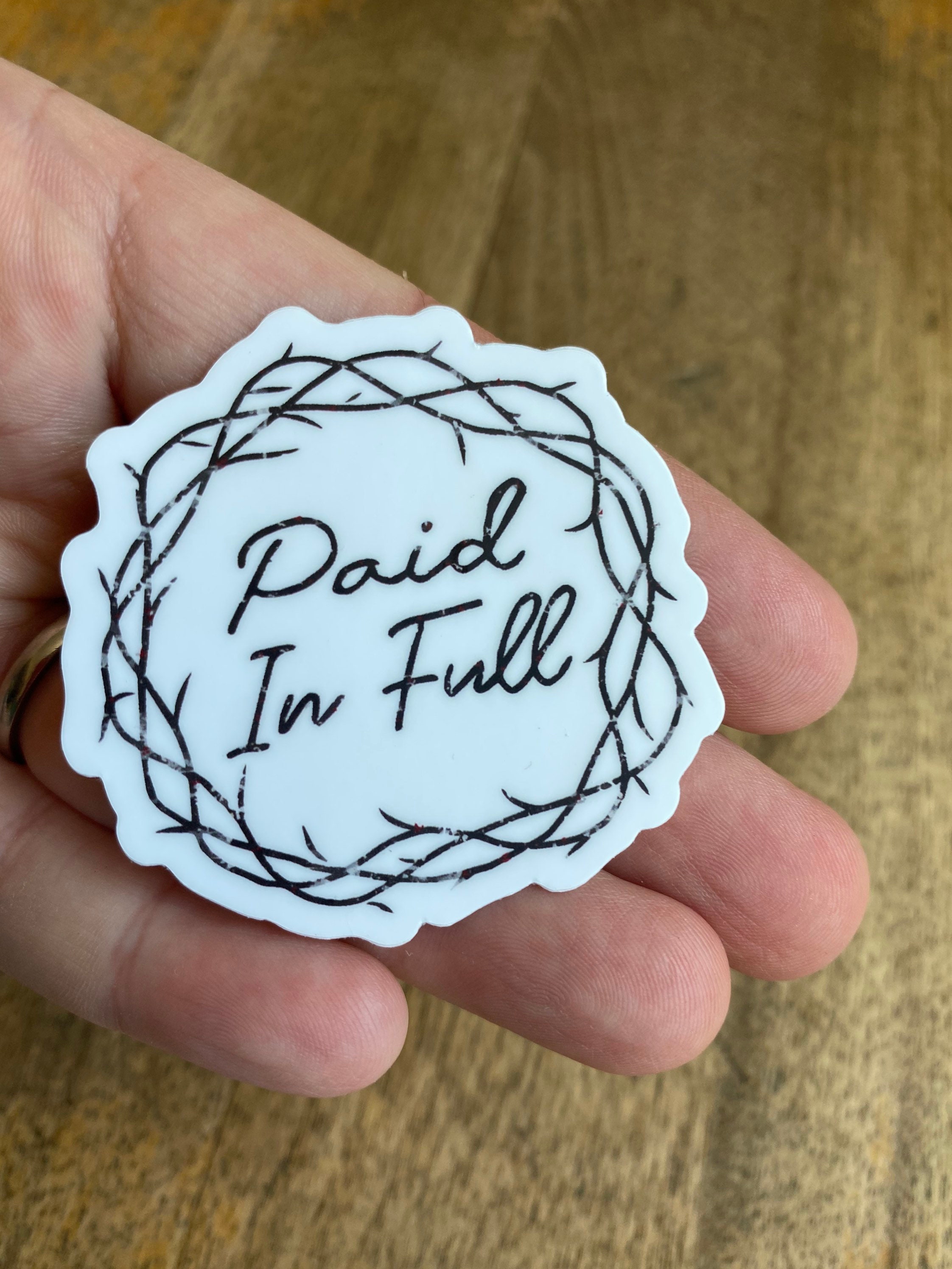 Catholic Lent Sticker | "paid in Full" | Crown of Thorns | White ...
