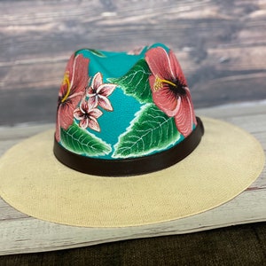 Hand painted Panama style hat | Etsy