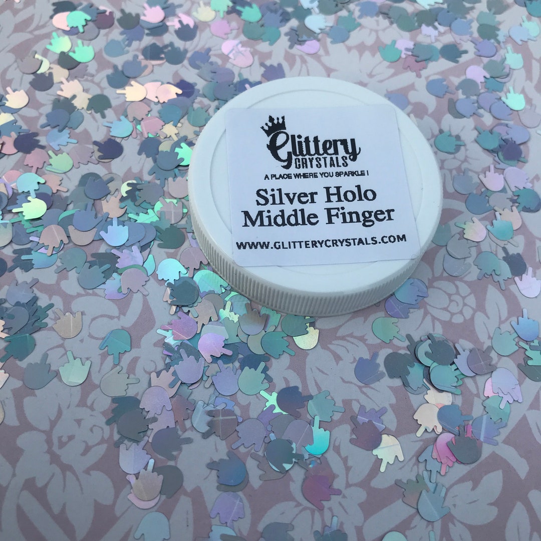 Silver Holo Middle Finger Holo Shaped Glitter Adult - Etsy