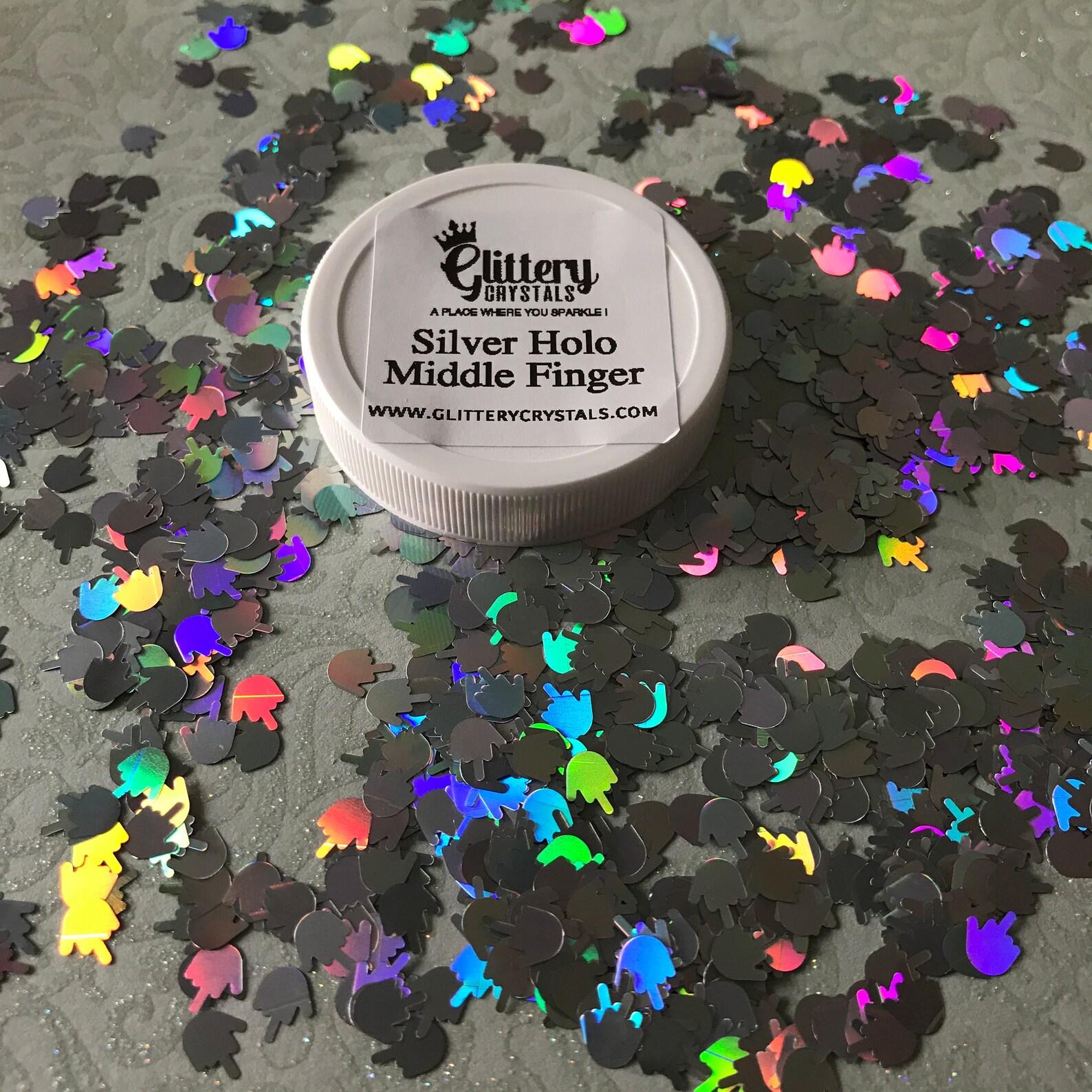 Silver Holo Middle Finger Holo Shaped Glitter Adult | Etsy