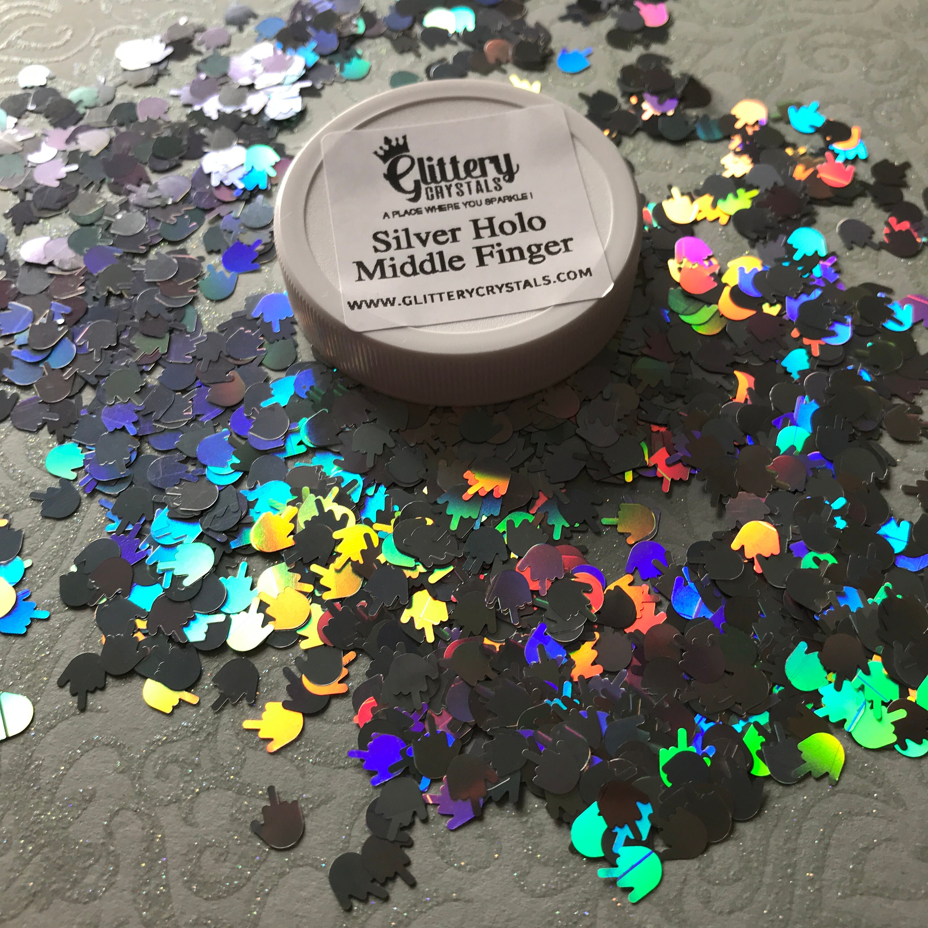 Silver Holo Middle Finger Holo Shaped Glitter Adult | Etsy