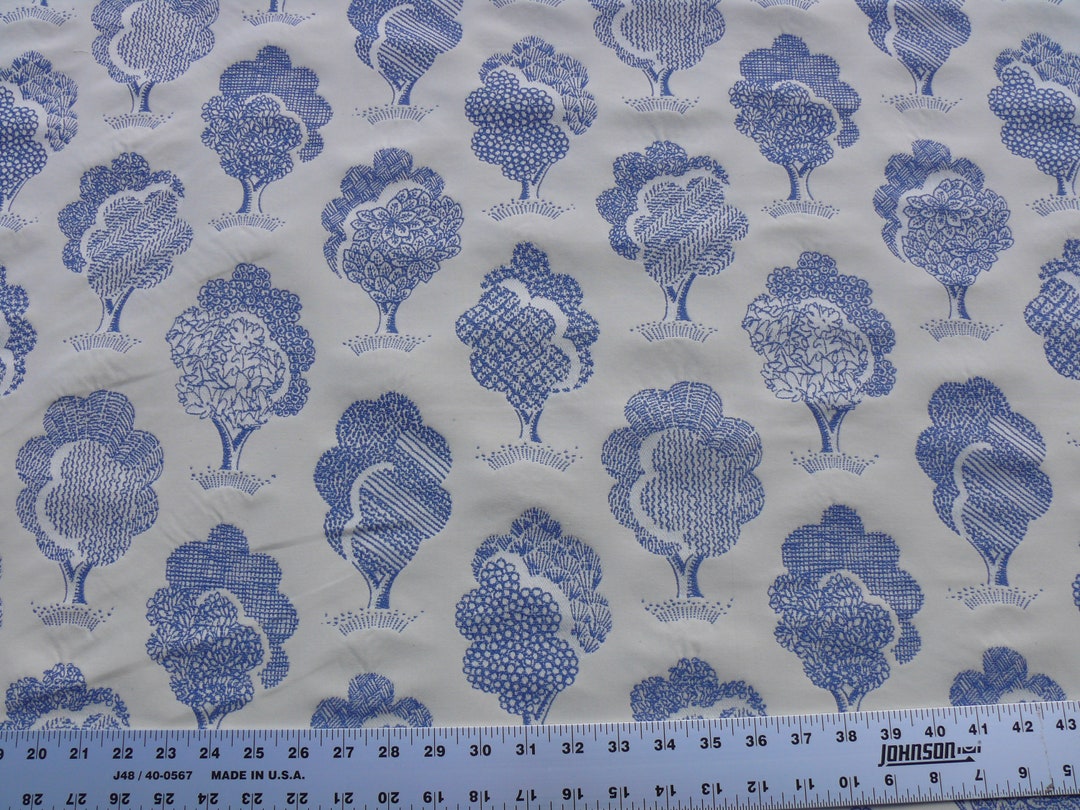 By Yard Scalamandre Naughty Ashbury Blue Tree Topiary Brocade MSRP USD ...