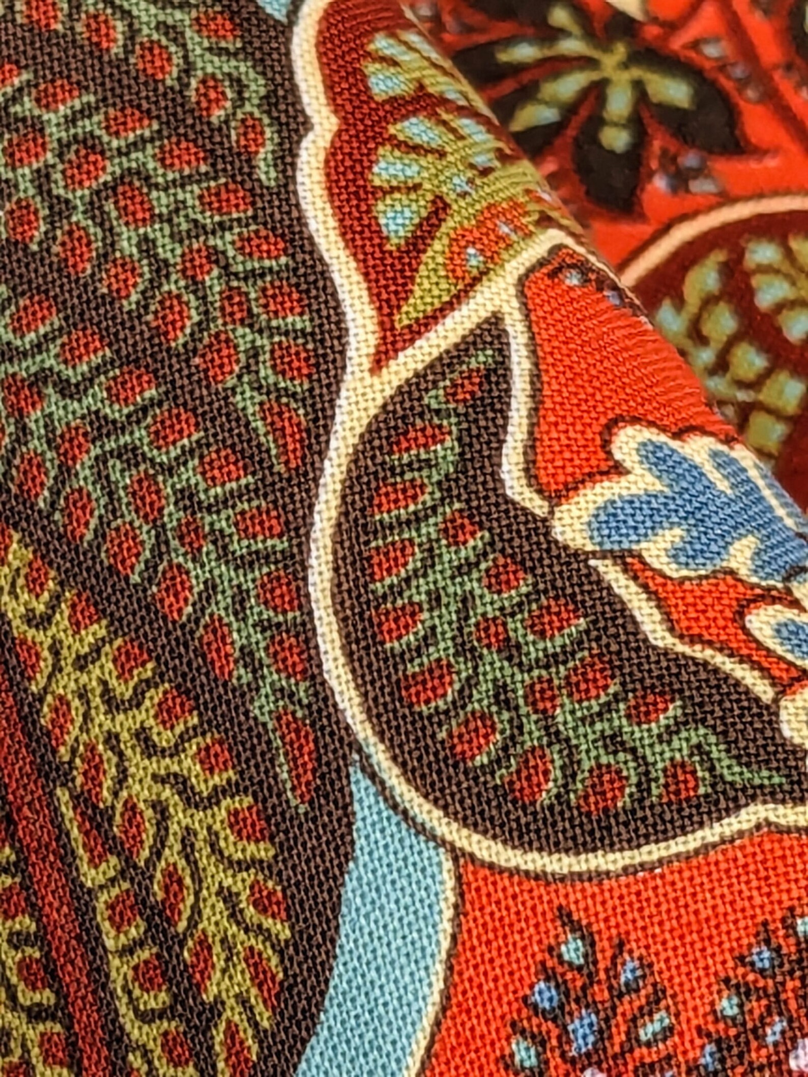 By Yard Scalamandre Tropical Paisley Tomato Orange Green Blue Botanical ...