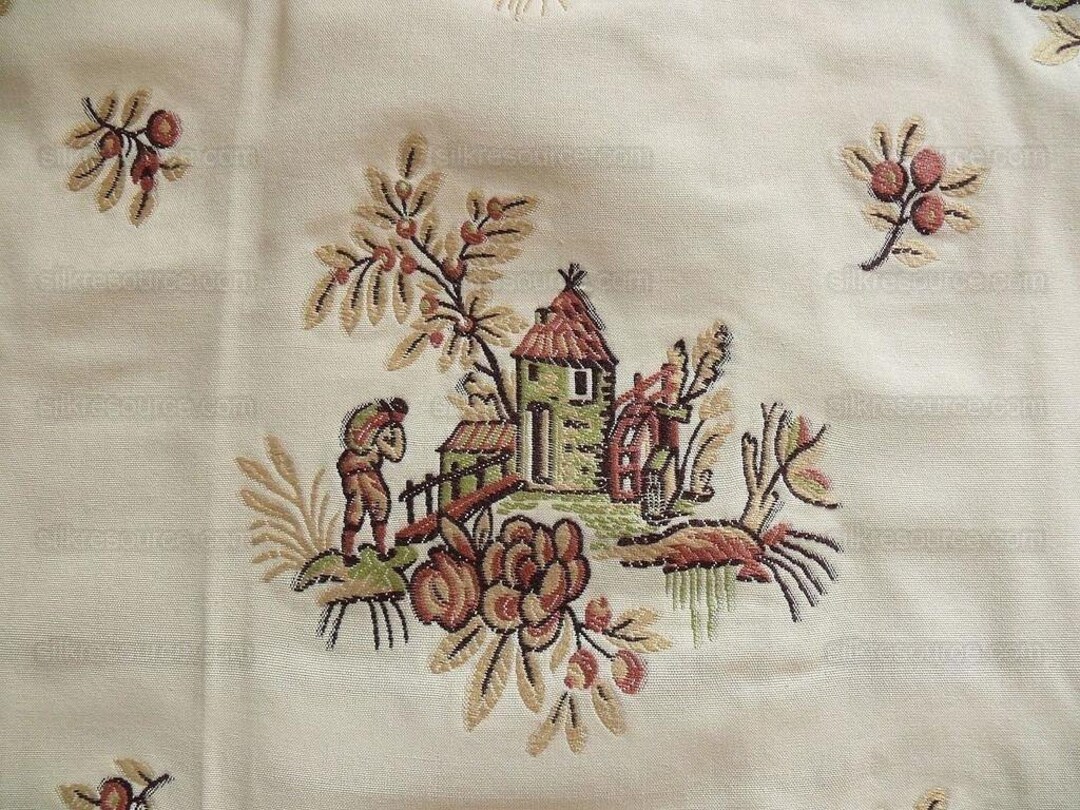 By Yard Lee Jofa Siam Weave Mill French Toile Fil Coupe Mandarin Red ...