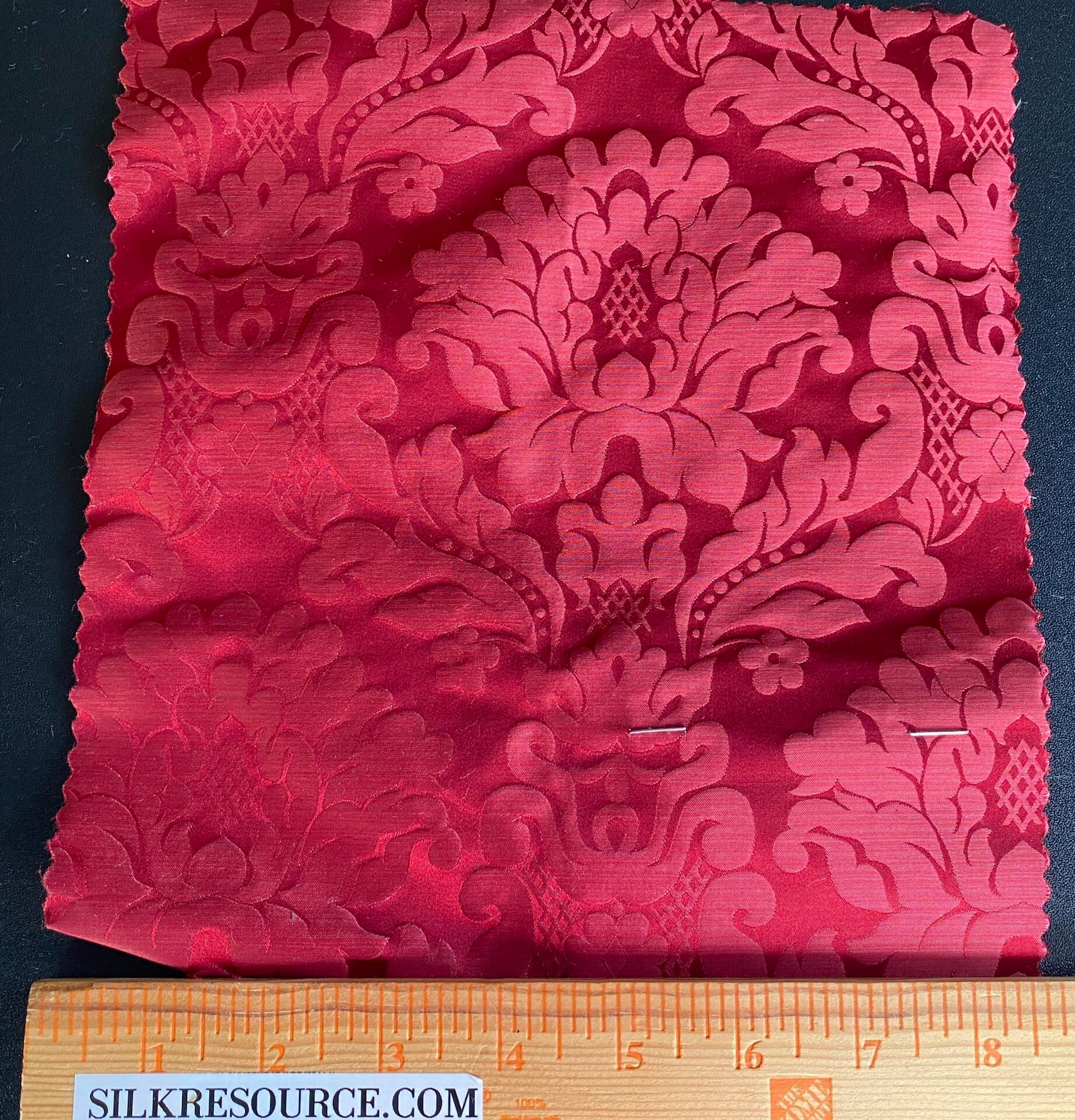 High End Veranda Renaissance Damask 100% Silk Ruby Red Crimson - MSRP ...