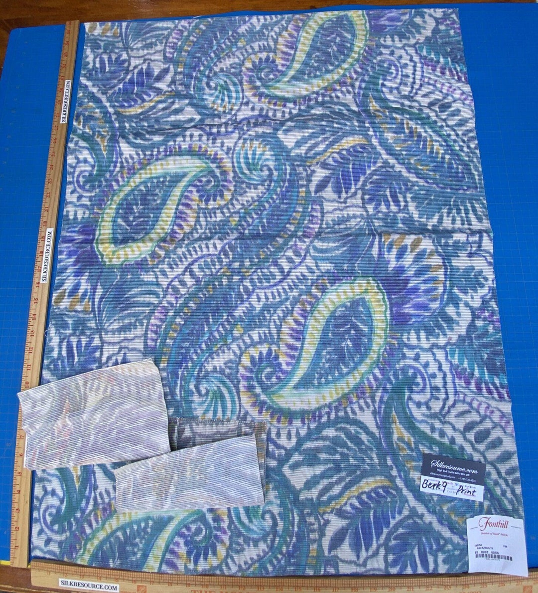 20b Berkbox9 Length Scalamandre Print 1 Yard X 26" Indra Aqua/multi ...