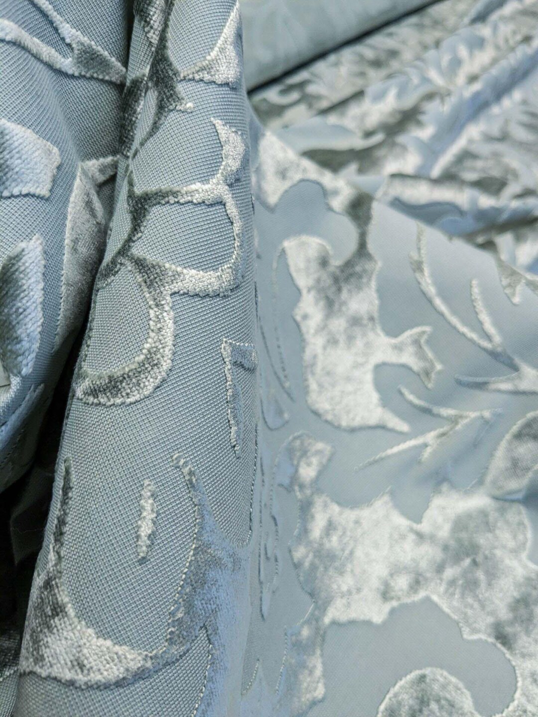 Designer Vienna Evening Icy Aqua Blue Green Cut Velvet MSRP USD 300+/y ...