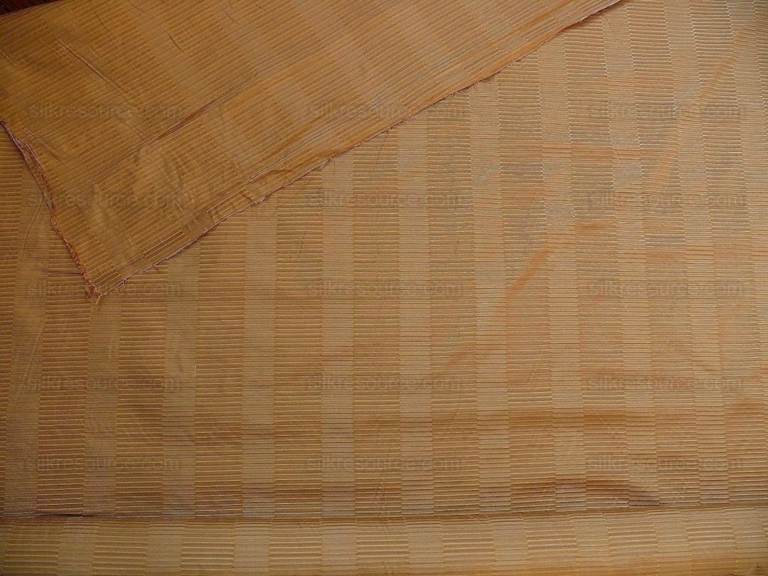 By Yard 100% Silk Jacquard Piano Key Texture "goldspun" Metalic Brown ...