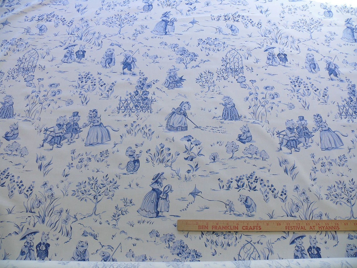 By Yard Scalamandre Life on Top of Cranberry Hill Blue Animal Cat Frog ...