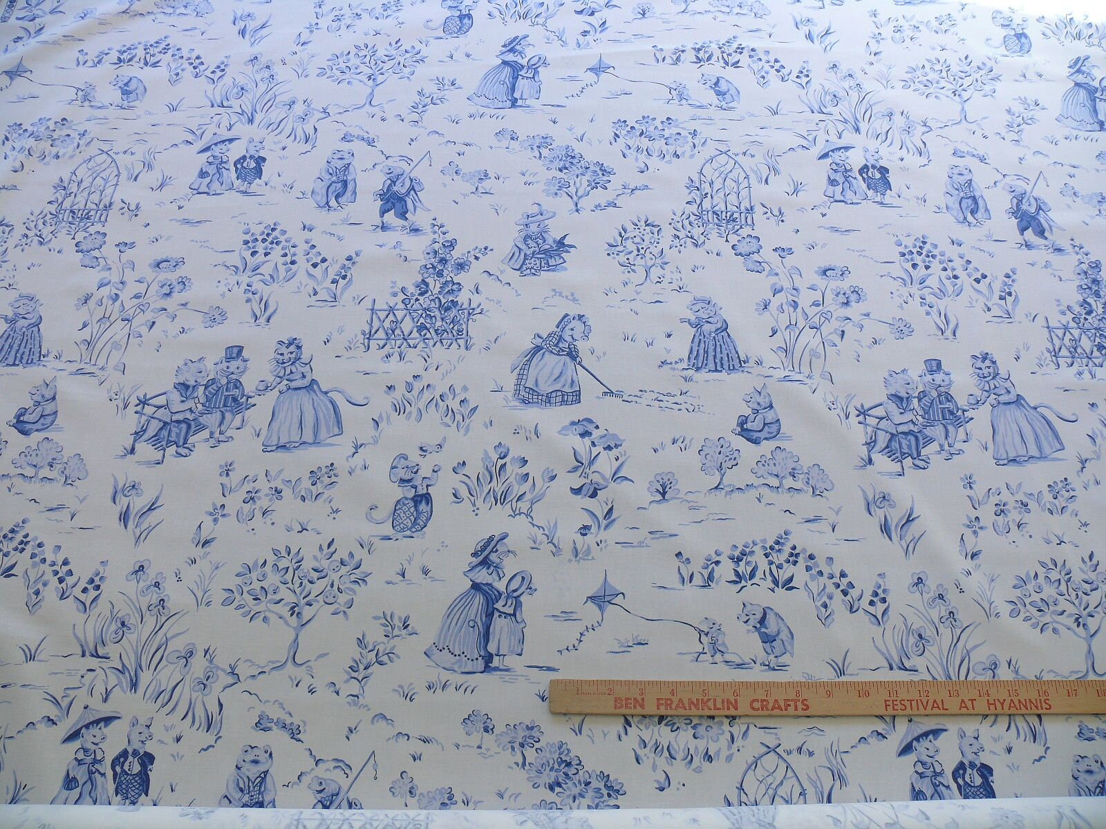 By Yard Scalamandre Life on Top of Cranberry Hill Blue Animal Cat Frog ...