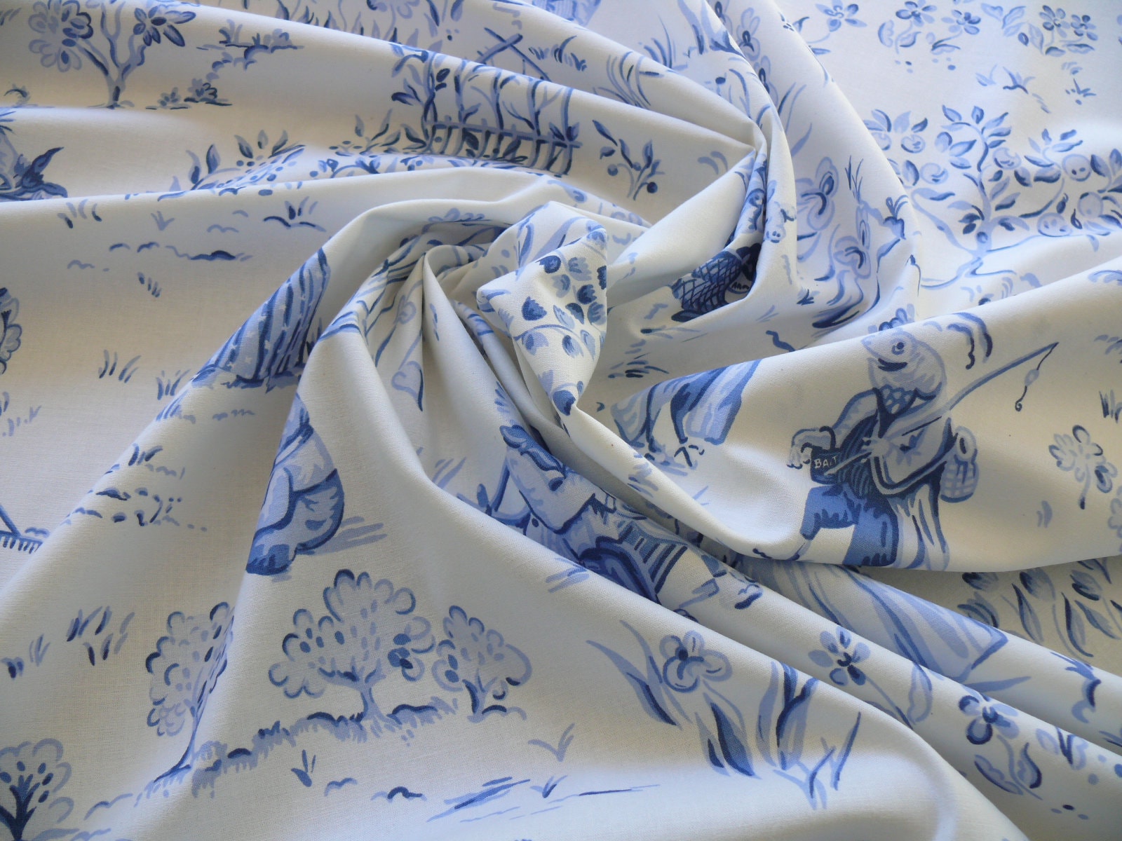 By Yard Scalamandre Life on Top of Cranberry Hill Blue Animal Cat Frog ...