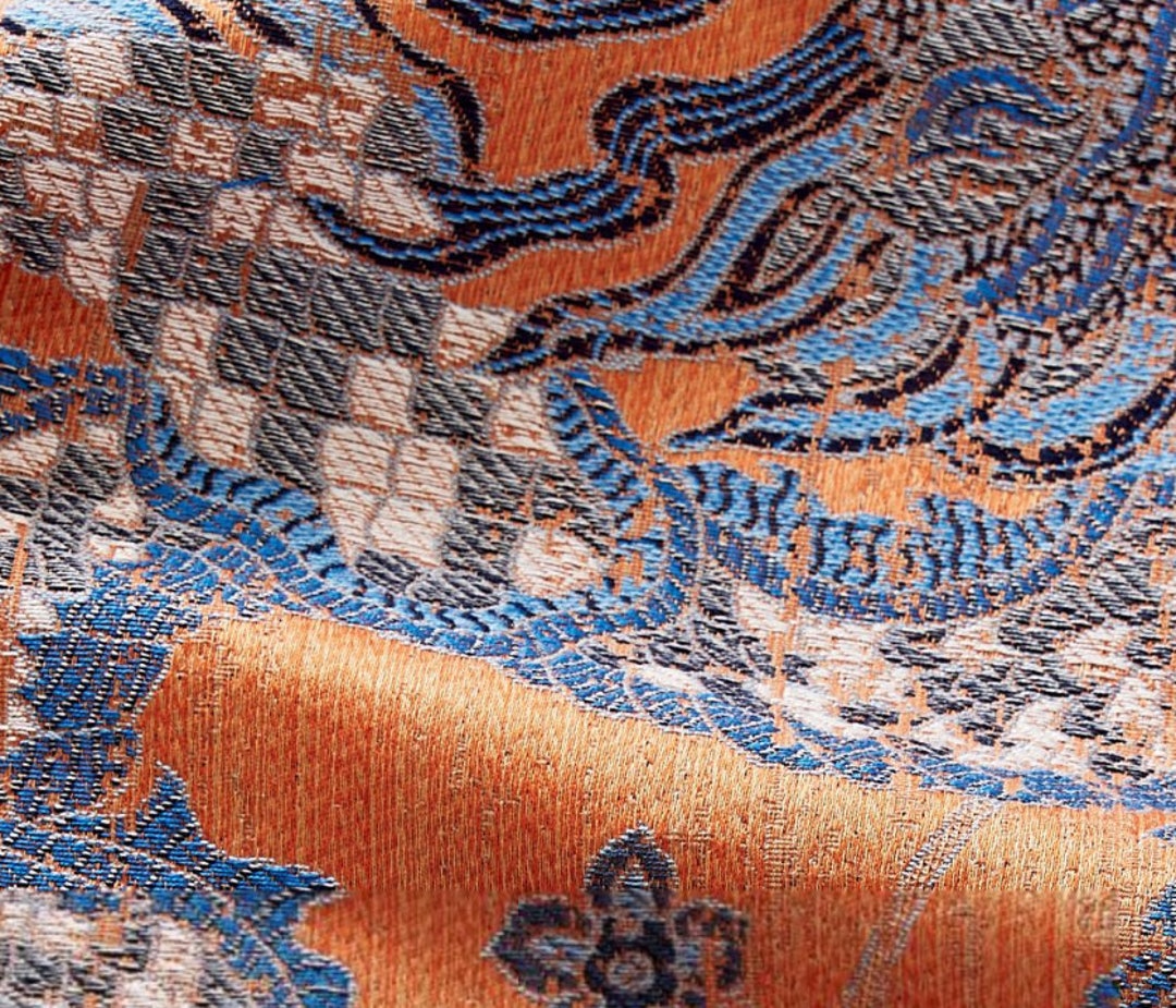 Scalamandre Dragon Tableau Persimmon Blue Lampas Chinoiserie Orange ...