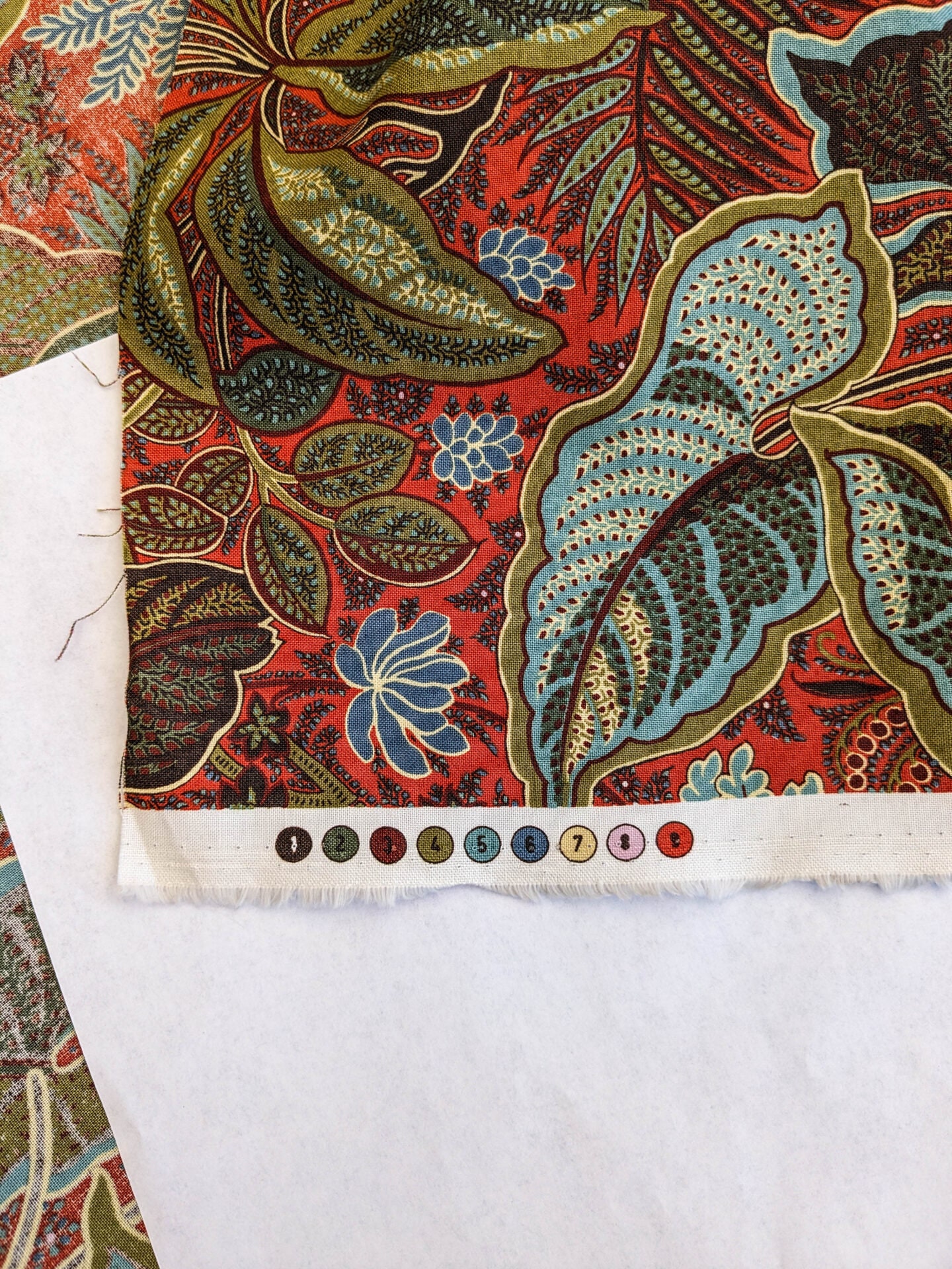 By Yard Scalamandre Tropical Paisley Tomato Orange Green Blue Botanical ...