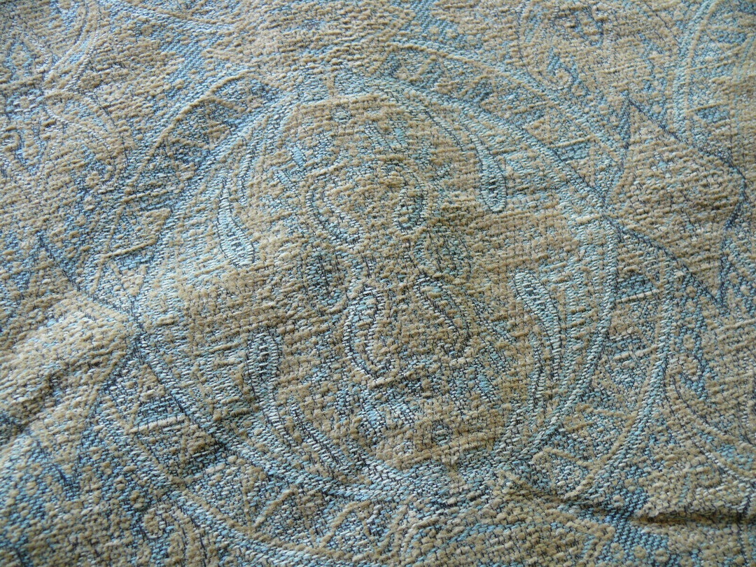 Coraggio Textile Fabric 3yard From Italy Thick Chenille Brown Blue ...