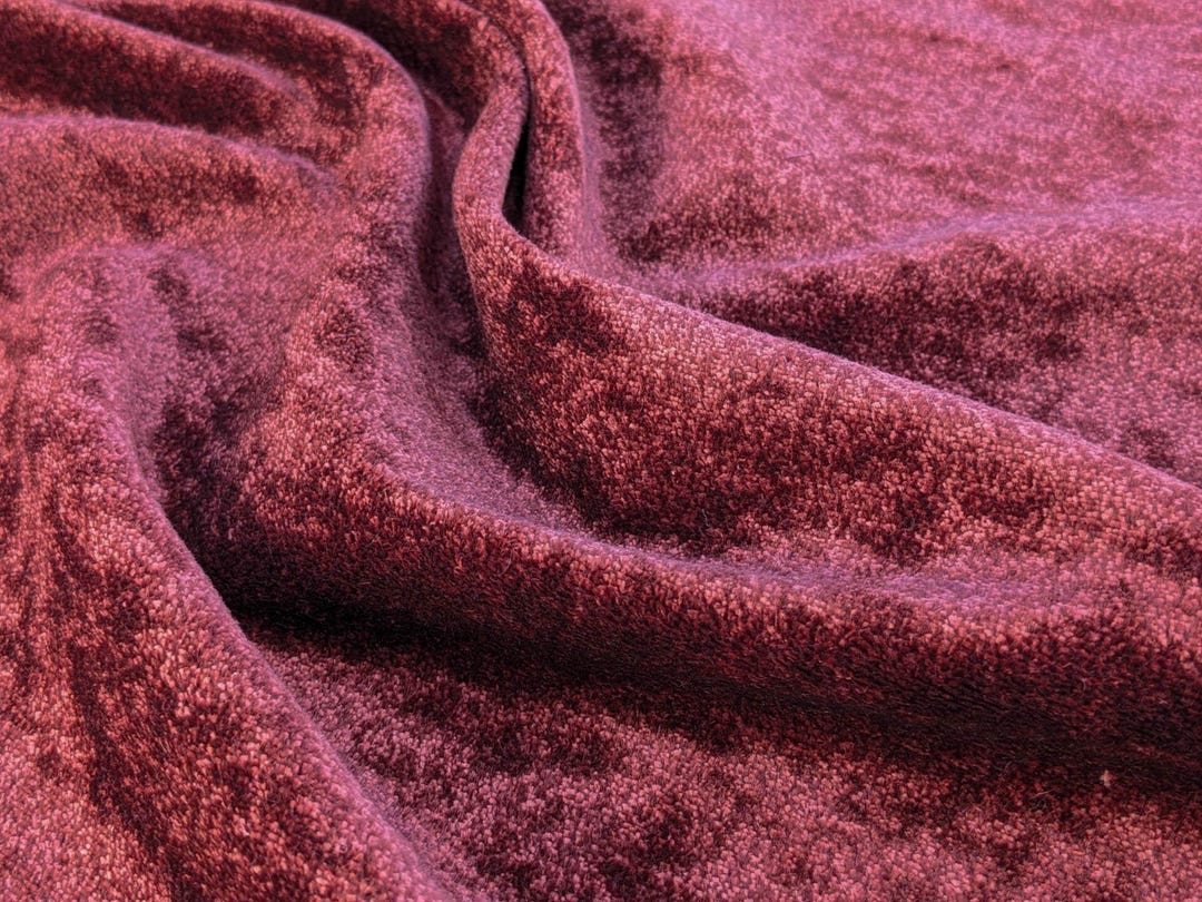 By Yard Mohair & Silk Velvet Seaweed Texture in Deep Wine Red Burgundy ...