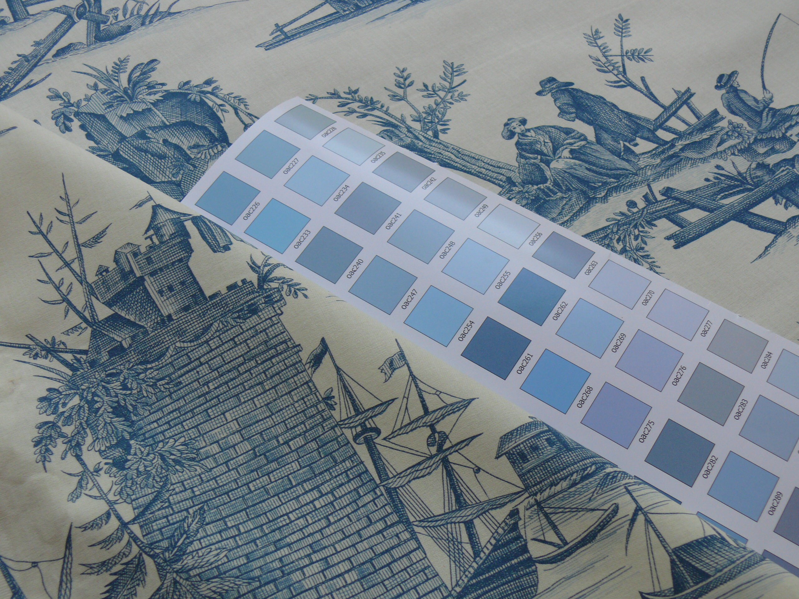 By Yard Scalamandre Marine Toile Print Blue on Cream Cotton Ship MSRP ...