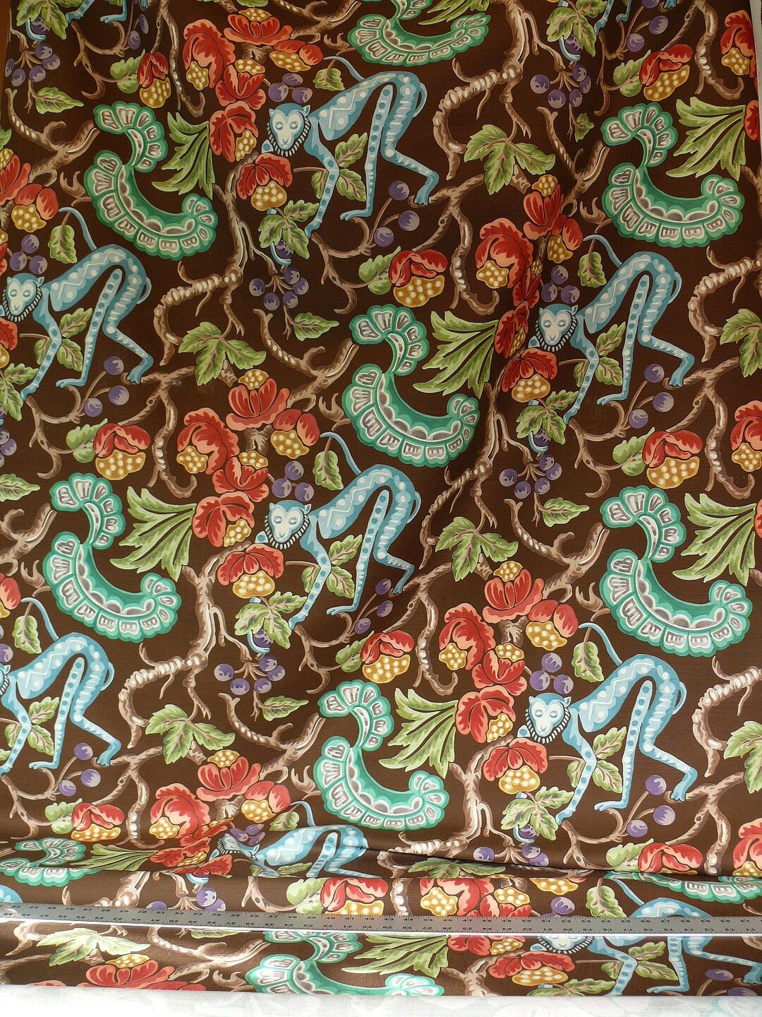 SOLD OUT by Yard Clarence House Olana Monkey Tropical Print Linen Brown ...