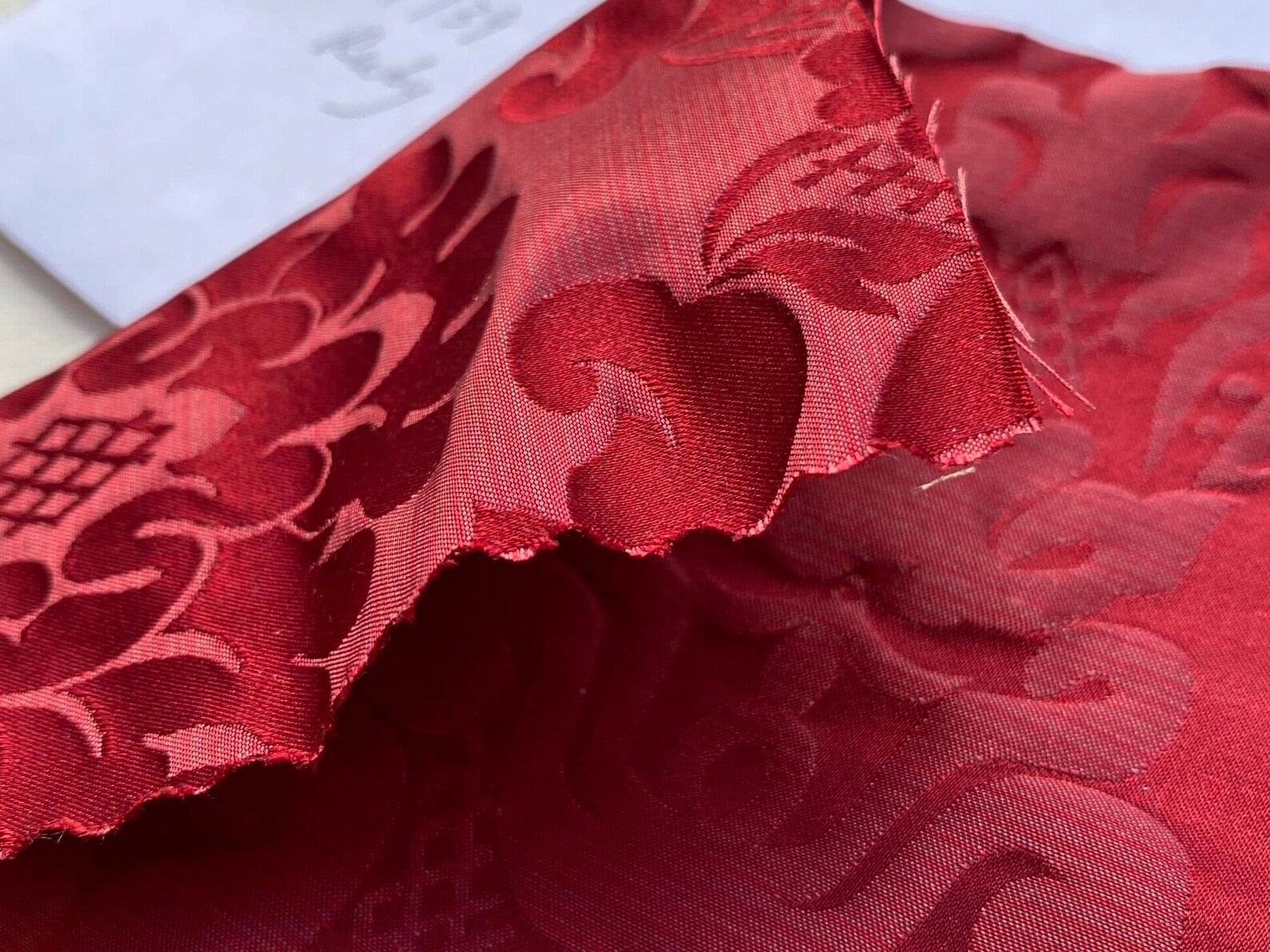 High End Veranda Renaissance Damask 100% Silk Ruby Red Crimson - MSRP ...