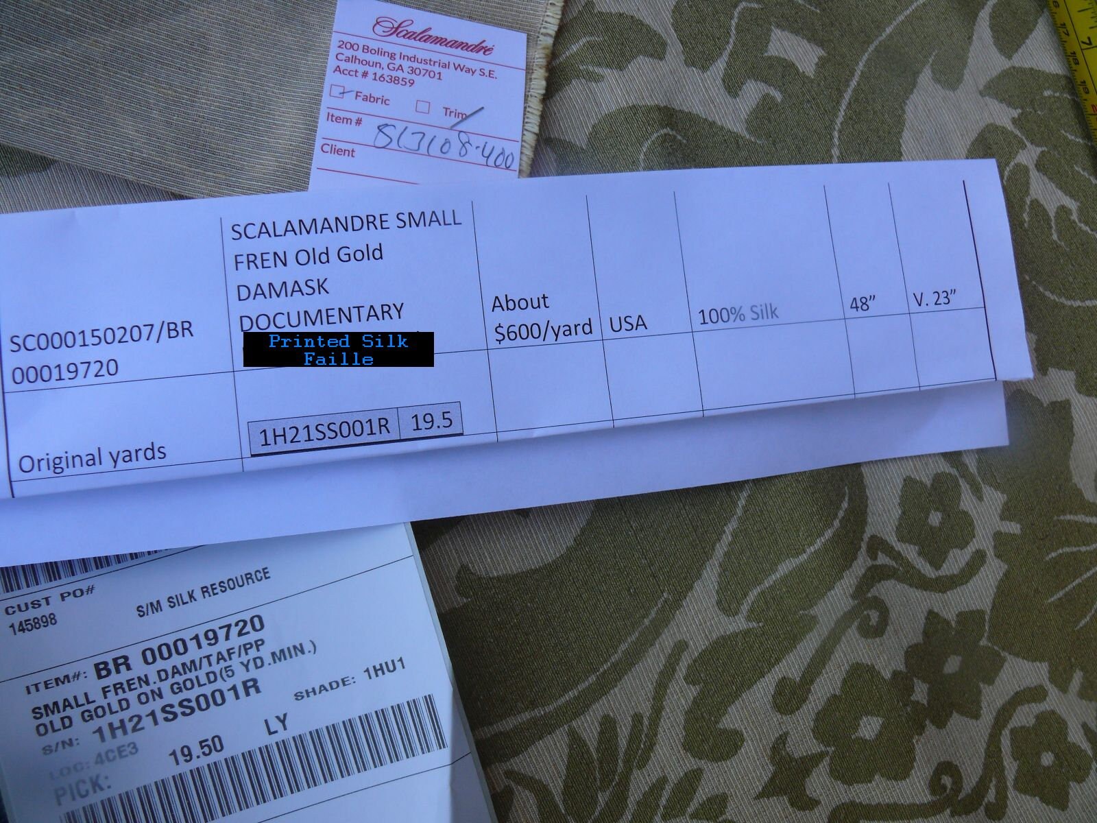 By Yard Scalamandre Small Fren Old Gold Damask Documentary - Etsy