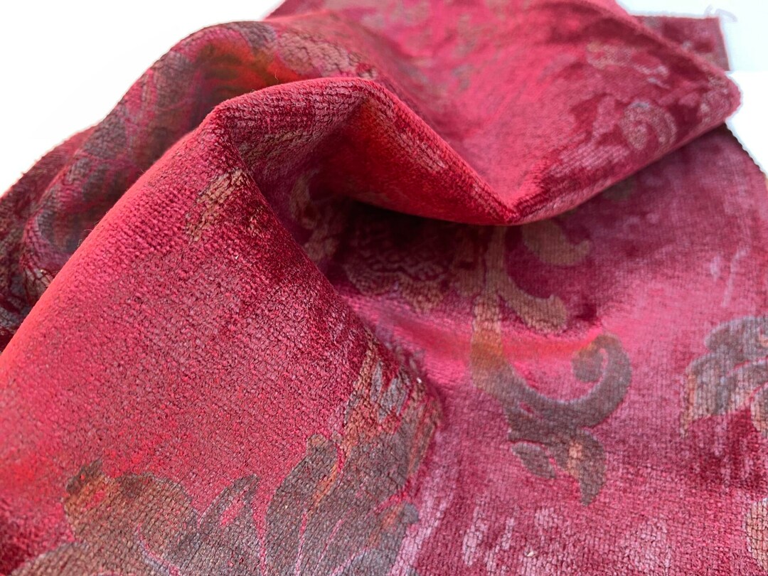 Venice Ruby Velvet Rich Red Printed Renaissance Damask Radiance - Etsy