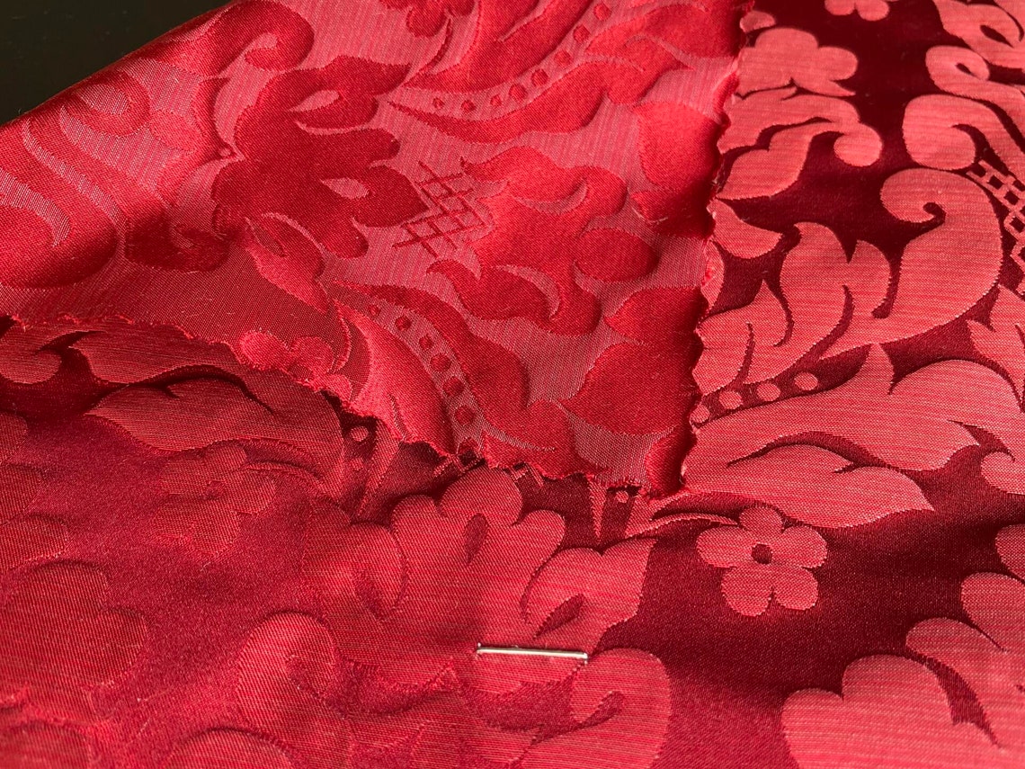 High End Veranda Renaissance Damask 100% Silk Ruby Red Crimson - MSRP ...