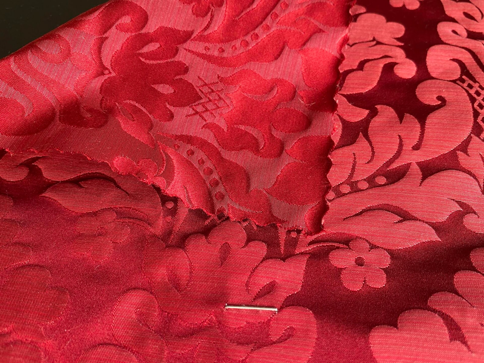 High End Veranda Renaissance Damask 100% Silk Ruby Red Crimson - MSRP ...