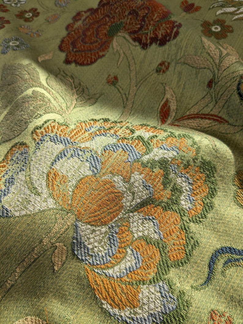 Scalamandre Dragon Tablea Spring Multi Lampas Chinoserie Green - by the ...