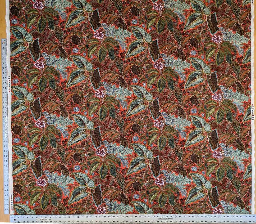 By Yard Scalamandre Tropical Paisley Tomato Orange Green Blue Botanical ...