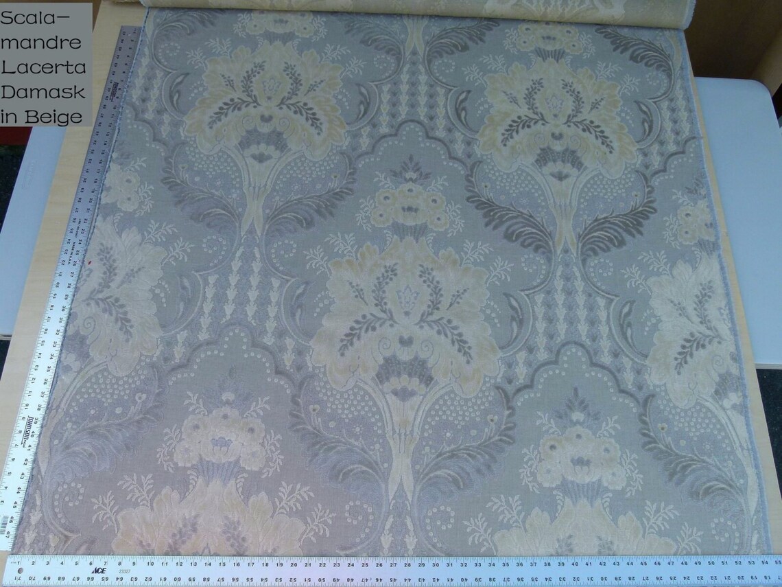 By Yard Scalamandre Lacerta Damask Cut Velvet Beige Cream White MSRP ...