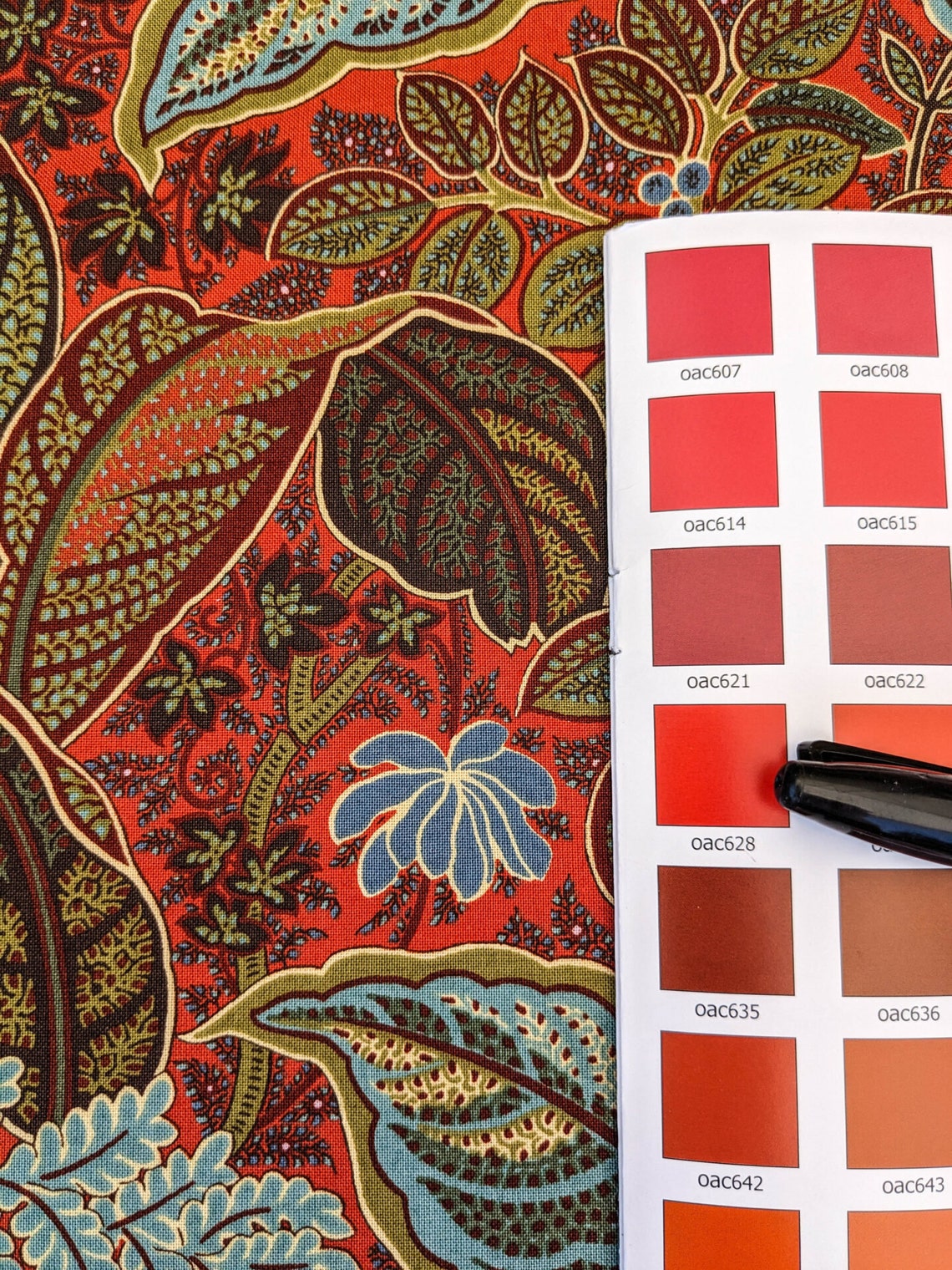By Yard Scalamandre Tropical Paisley Tomato Orange Green Blue Botanical ...