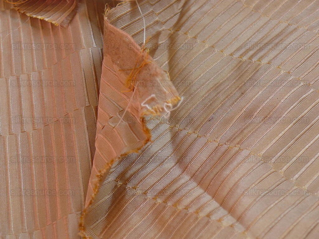 By Yard 100% Silk Jacquard Piano Key Texture "goldspun" Metalic Brown ...