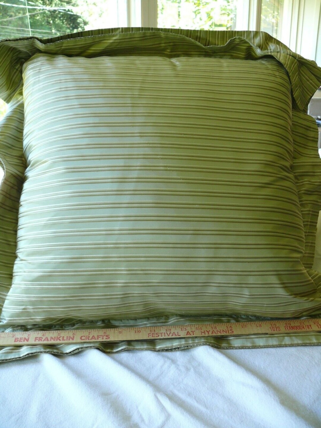 3 Pillows 26x26" Coraggio Textiles Custom Silk Stripes Green Euro Sham ...