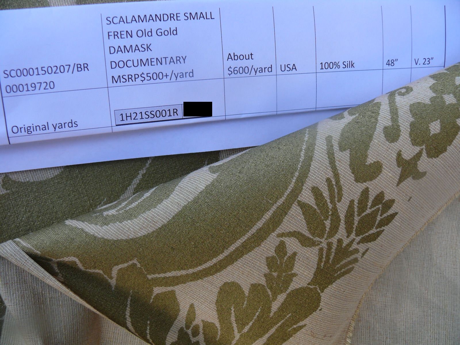 By Yard Scalamandre Small Fren Old Gold Damask Documentary - Etsy