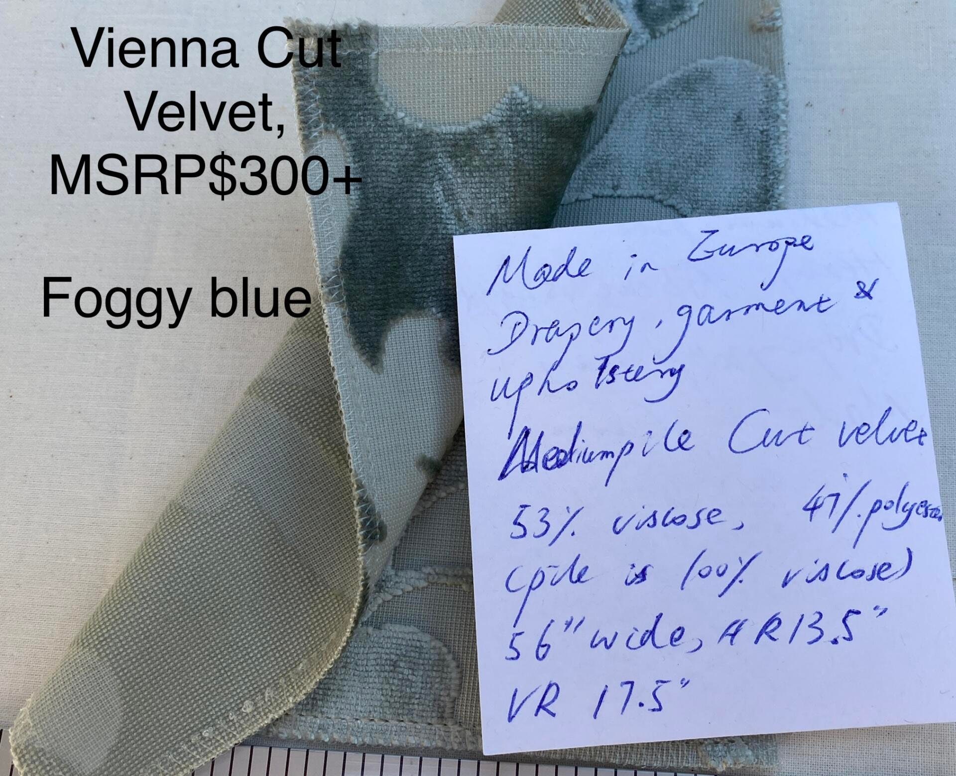Designer Vienna Evening Icy Aqua Blue Green Cut Velvet MSRP USD 300+/y ...
