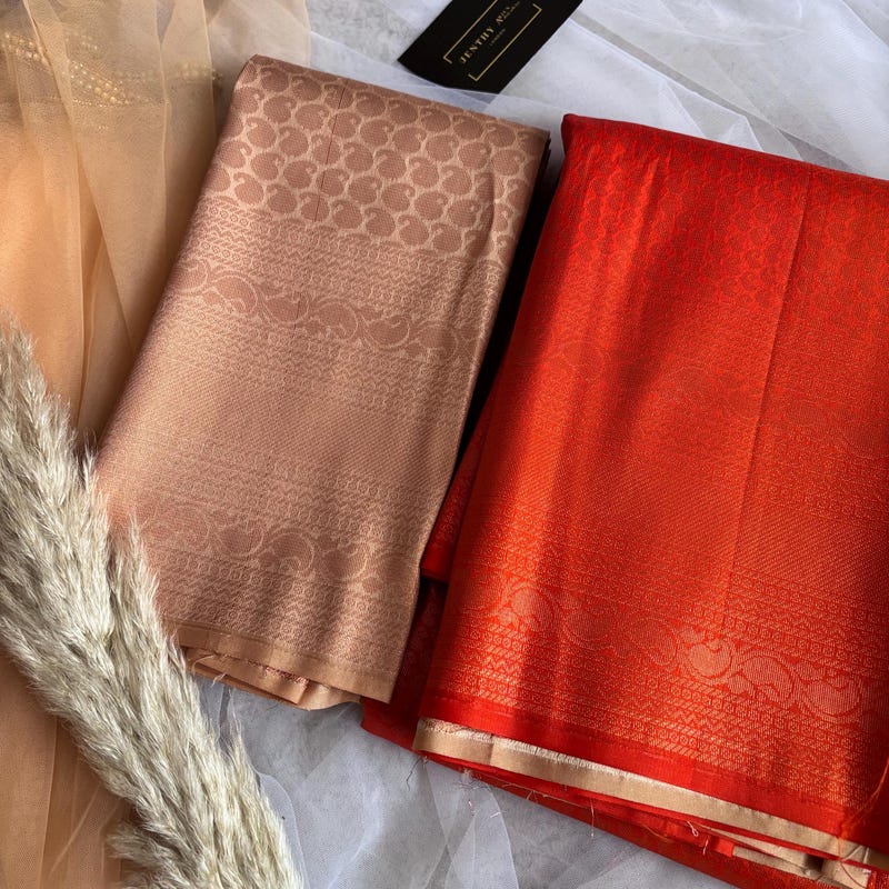 Rust Orange Party Saree - Etsy UK