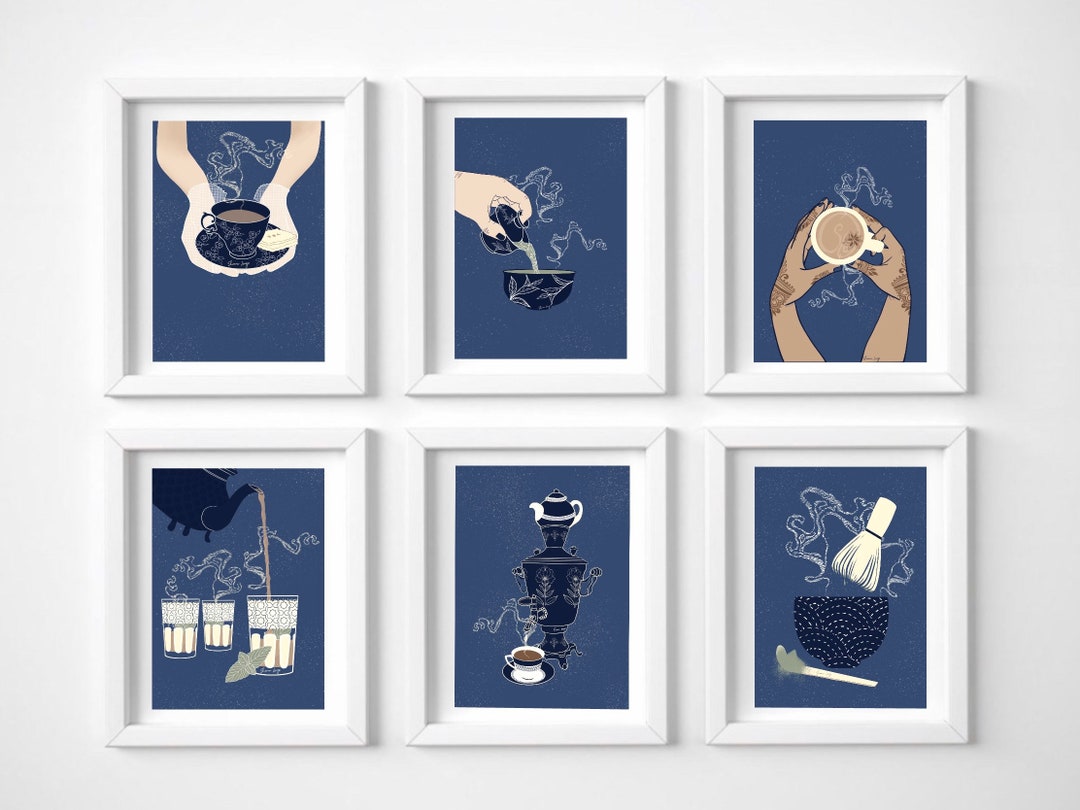 Tea Rituals Collection Set Giclee Art Prints ~ Tea Lover, Tea Wall Art ...