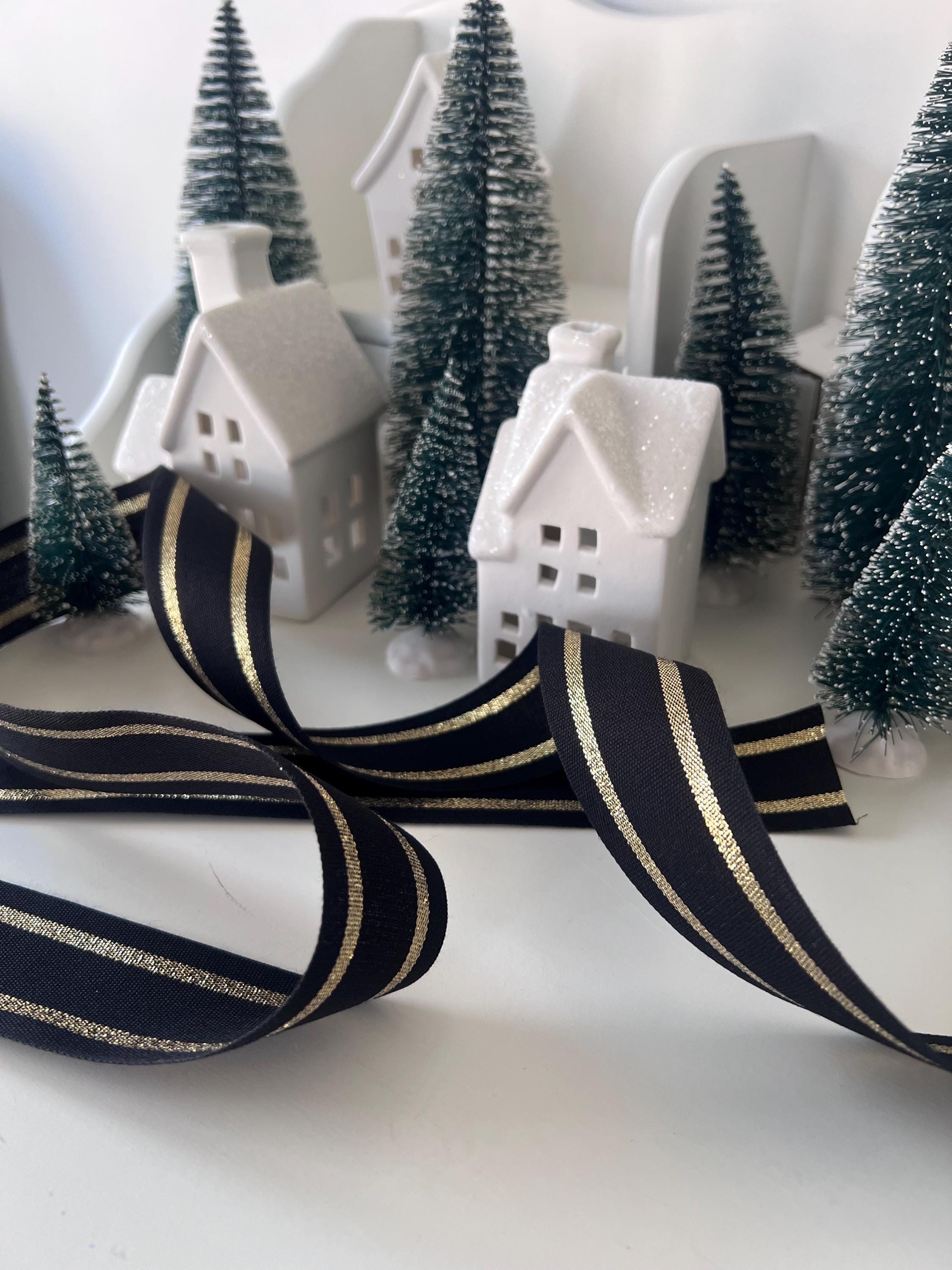 Black and Gold Striped Woven Cotton Ribbon - Etsy