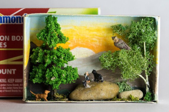 Dog Love Triangle Matchbox Scene Diorama - Etsy