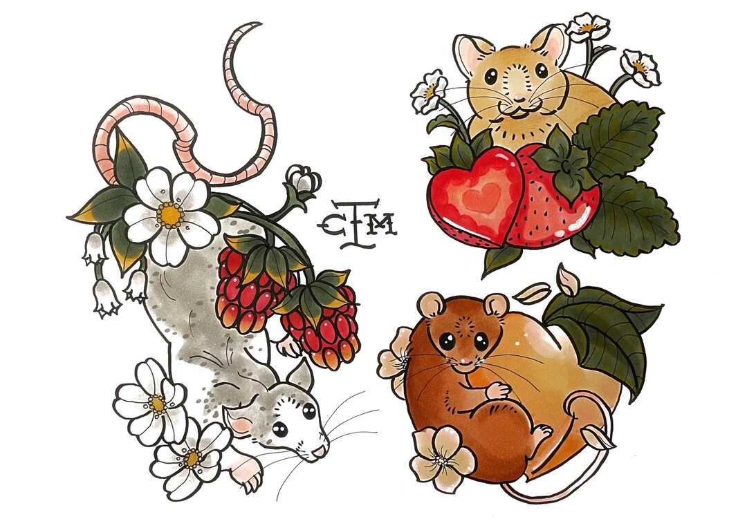 Neotrad Hamster, Rat, Mouse Tattoo Flash Sheet 9x11 - Etsy