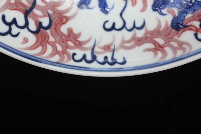 Chinese Porcelain : a Large Hand Painted Dragon Plate D22.5cm - Etsy