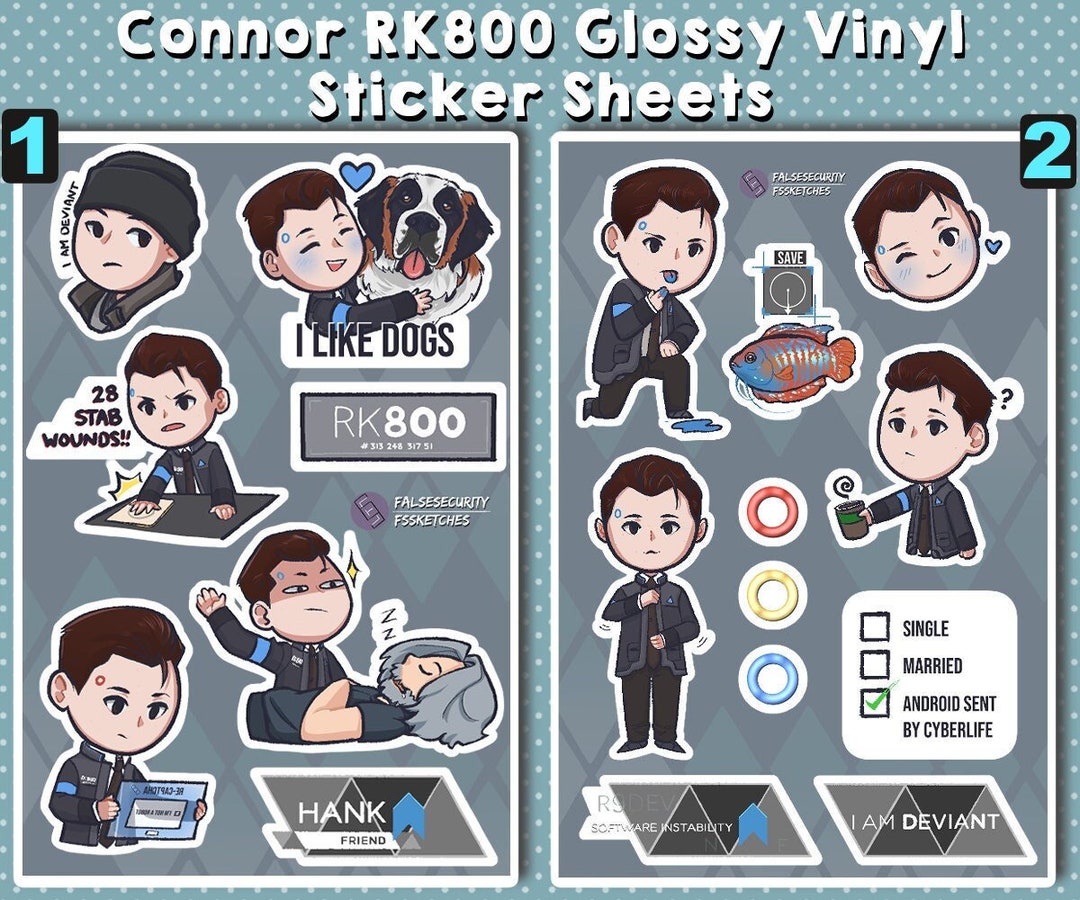 DBH Connor RK800 Vinyl Sticker Sheets - Etsy