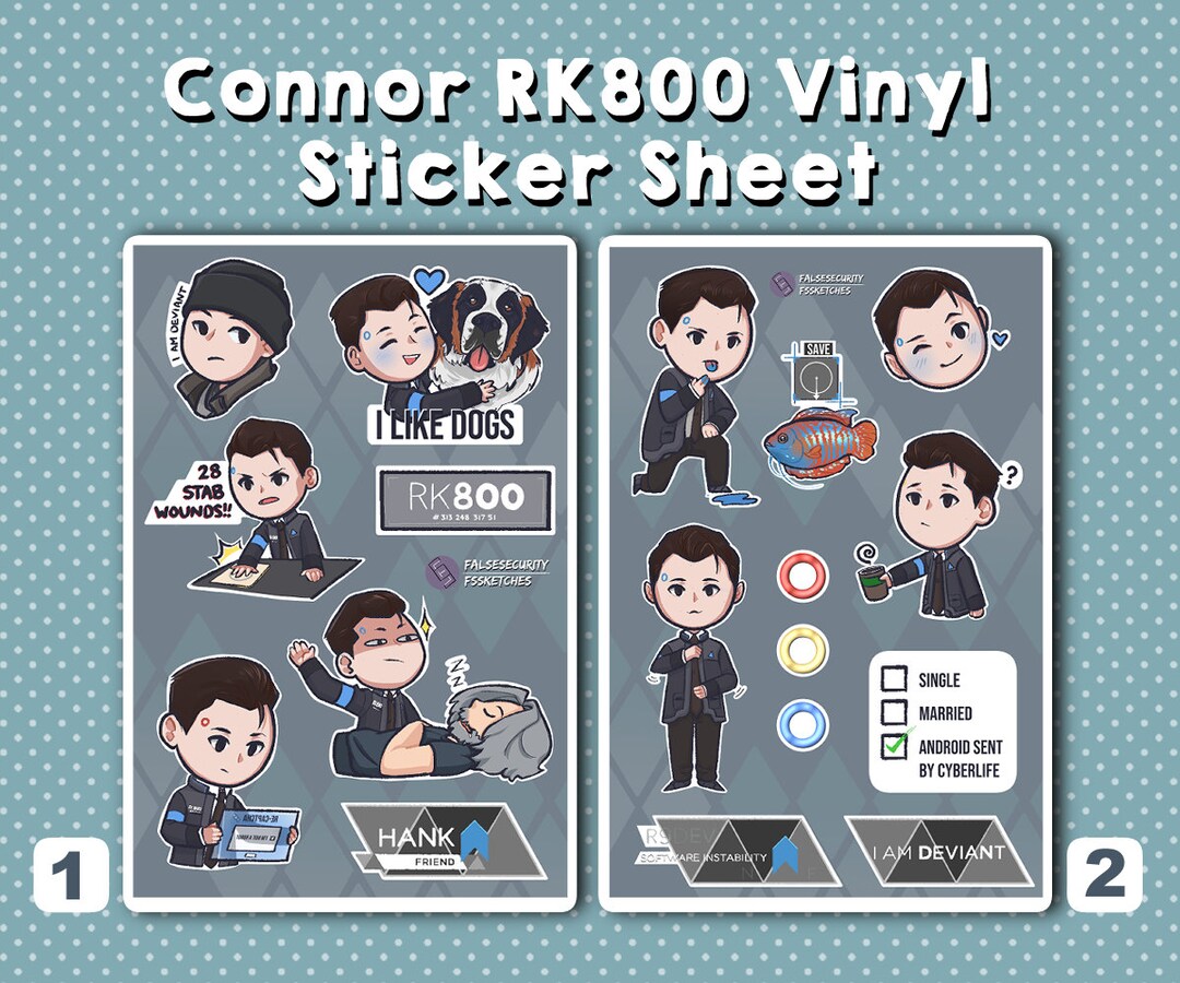 DBH Connor RK800 Vinyl Sticker Sheets - Etsy