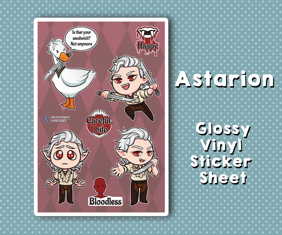 BG3 Astarion Vinyl Sticker Sheets - Etsy