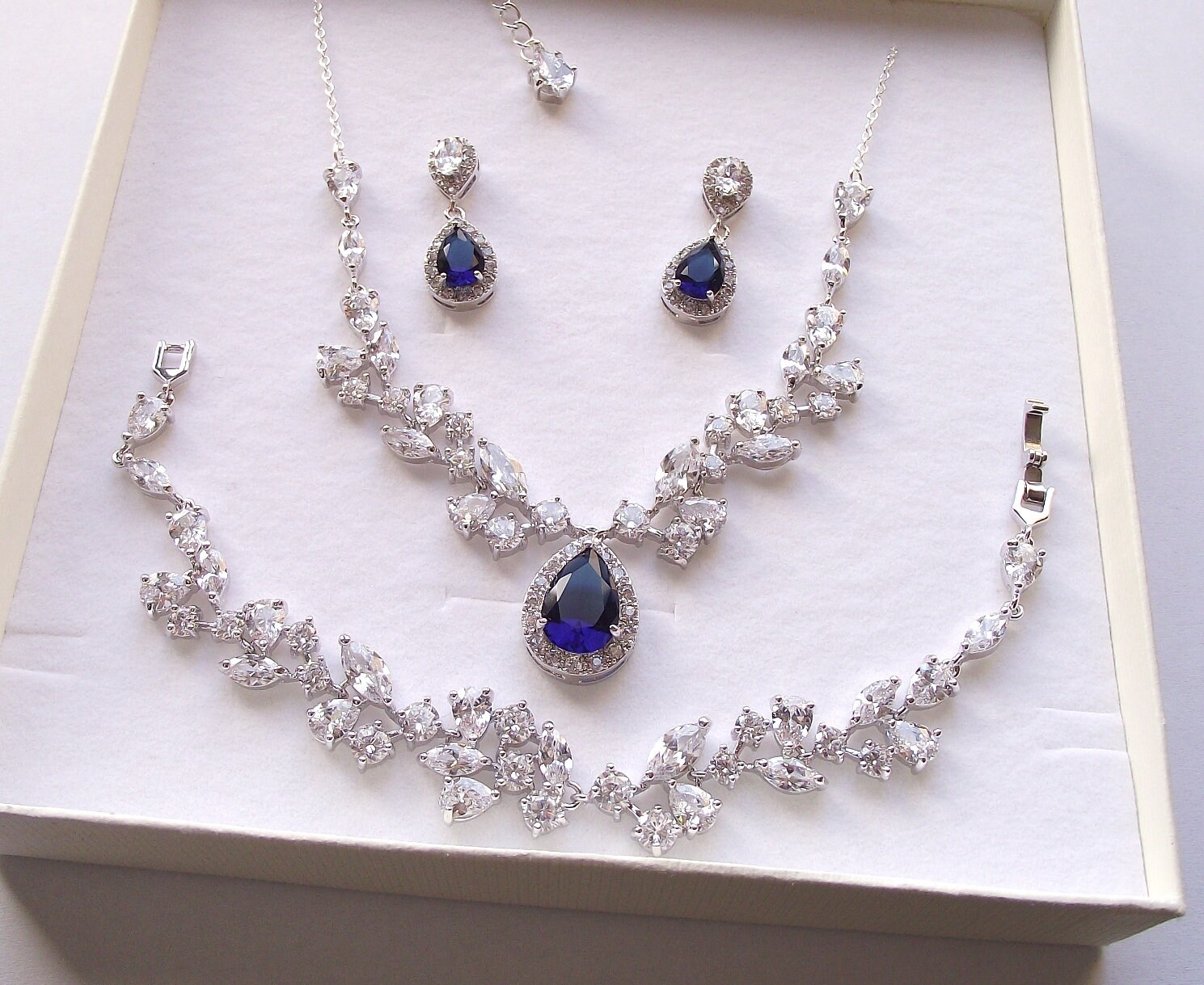 Sapphire Jewelry Set Crystal Wedding Jewelry Set Blue | Etsy