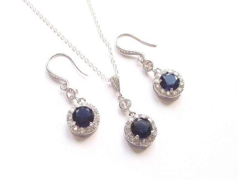 Sapphire Jewelry Set Wedding Jewelry Set Sapphire Necklace & | Etsy