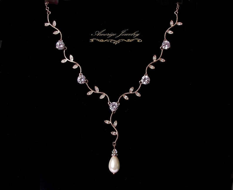 Vine Leaf Bridal Jewelry Set Rose Gold Wedding Jewelry Set Etsy