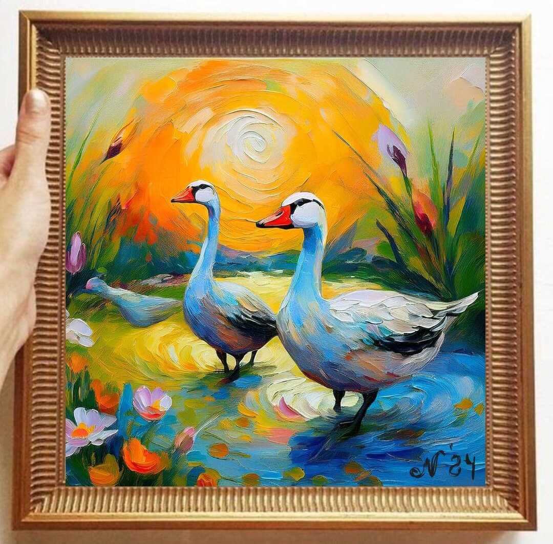 Geese ORIGINAL Painting Textured Original Artwork on Canvas Custom ...