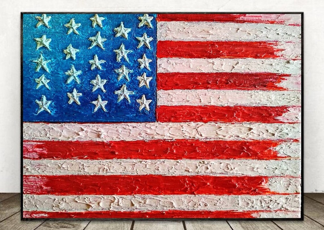 American Flag Painting ORIGINAL Art on Canvas 3D Textured Oil Artwork ...