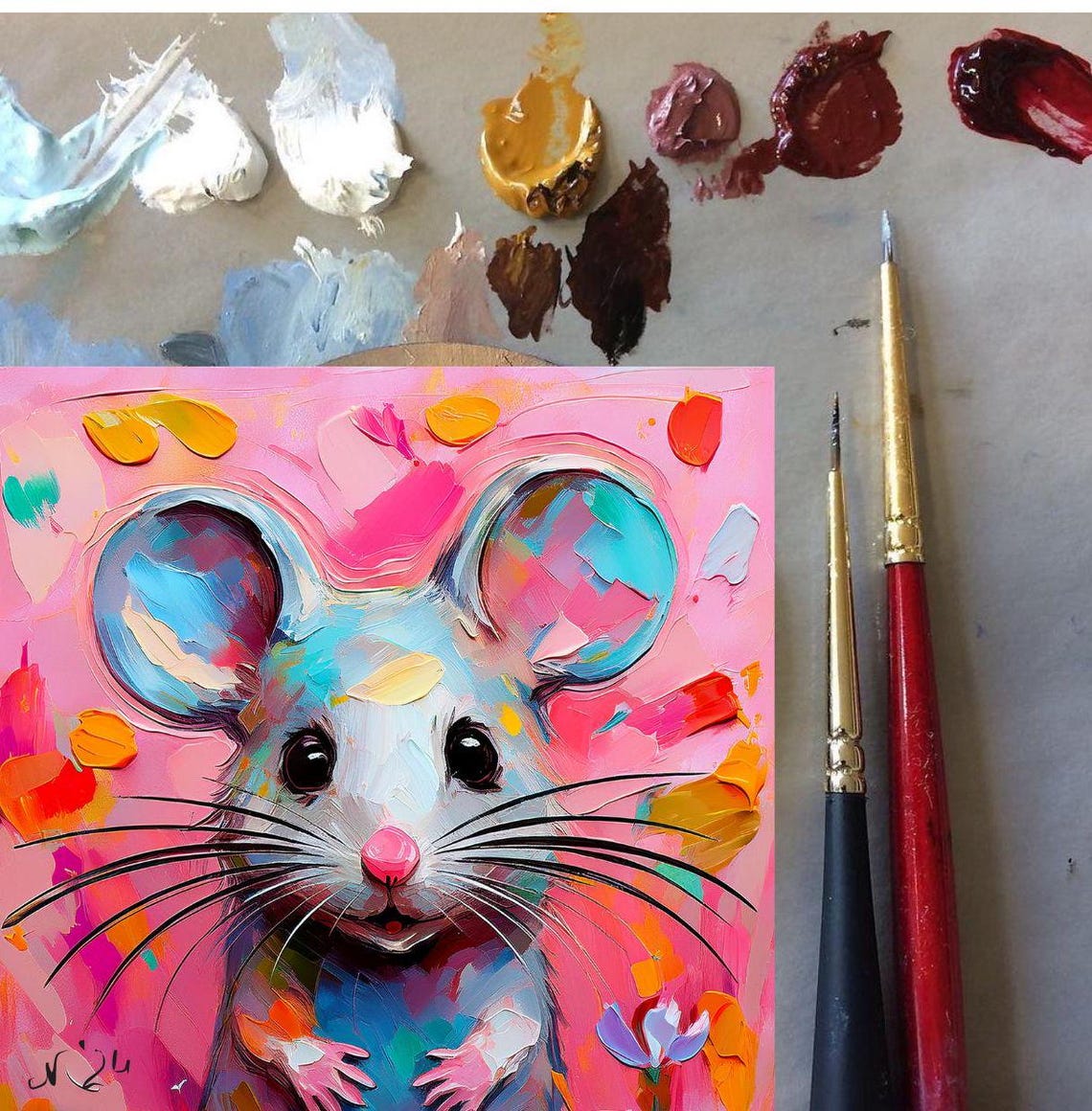 Mouse Painting ORIGINAL ART on Canvas Custom Order Textured Oil Artwork ...